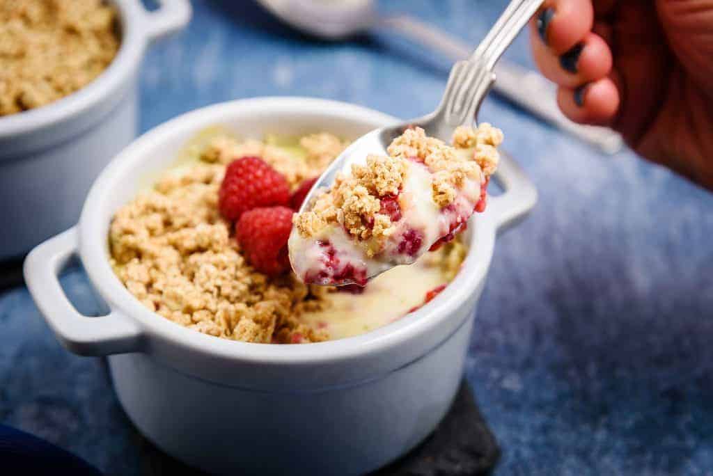Vegan Fruit Custard Crumbles, great hot or cold! - Especially Vegan