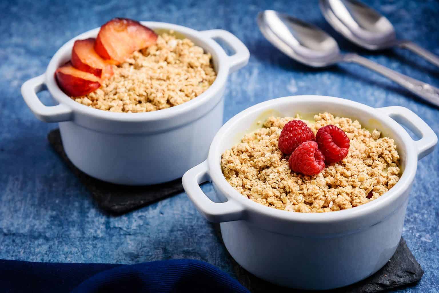 Vegan Fruit Custard Crumbles, great hot or cold! - Especially Vegan
