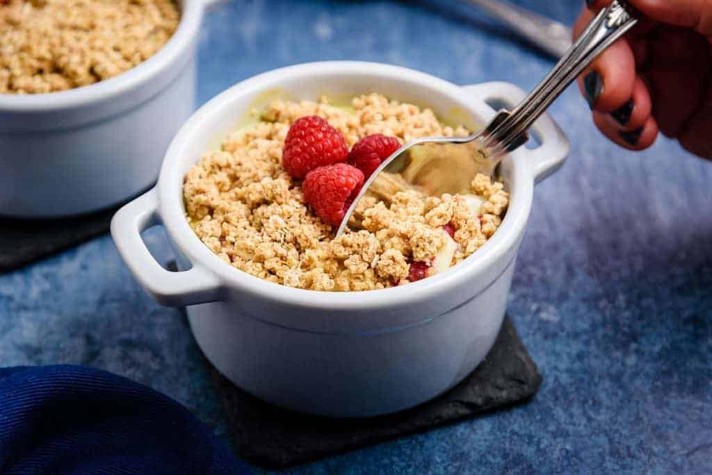 Vegan Fruit Custard Crumbles, great hot or cold! - Especially Vegan